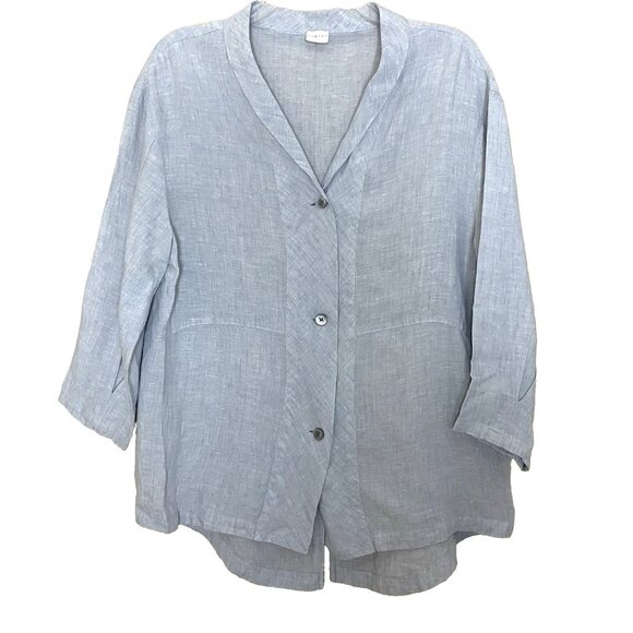 Poetry | Tops | Poetry Linen Top Shirt Us Blue Button Front Summer ...